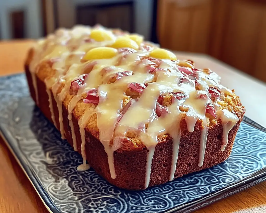 Lemon Rhubarb Loaf with Glaze – Yummy Bric
