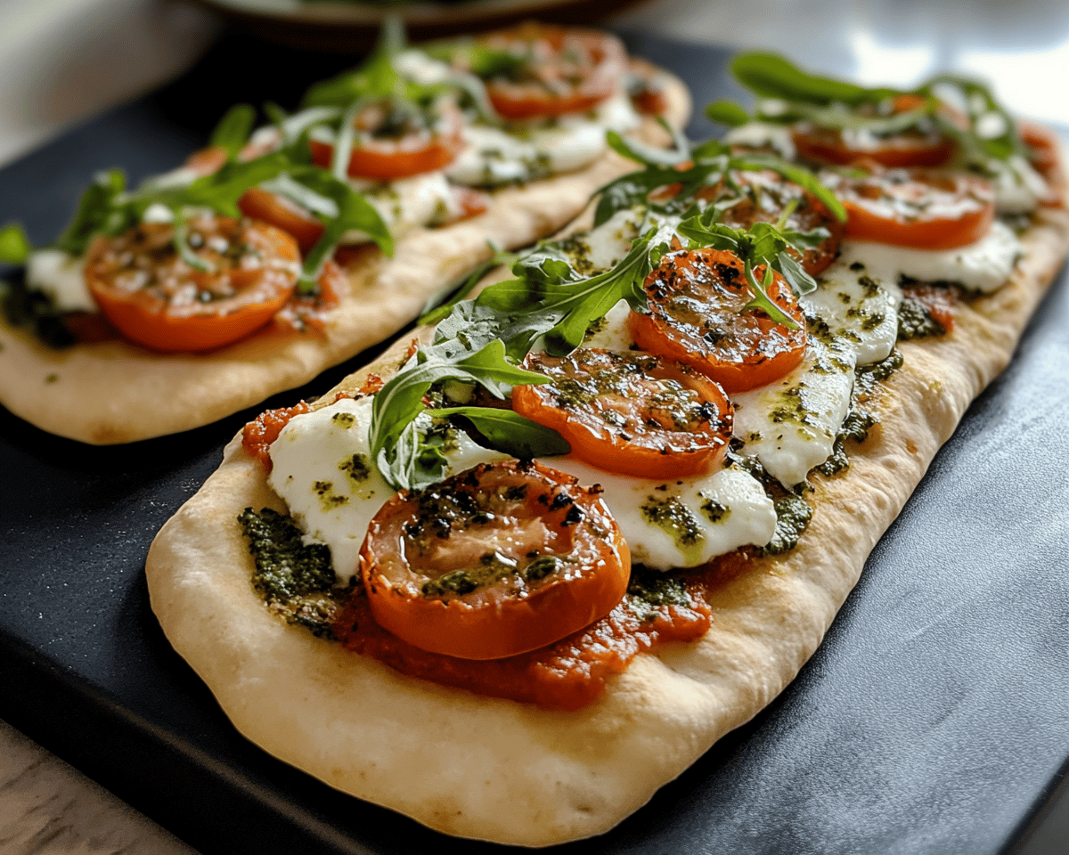 3 Ingredients Tomato and Mozzarella Flatbread – Yummy Bric