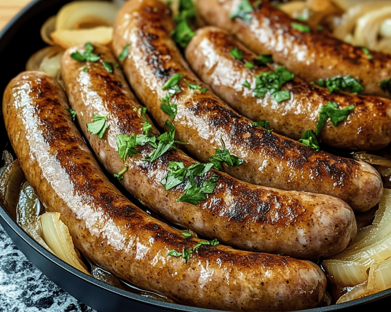 Easy Beer Brats Recipe | Oven-Braised with Sweet Onions – Yummy Bric