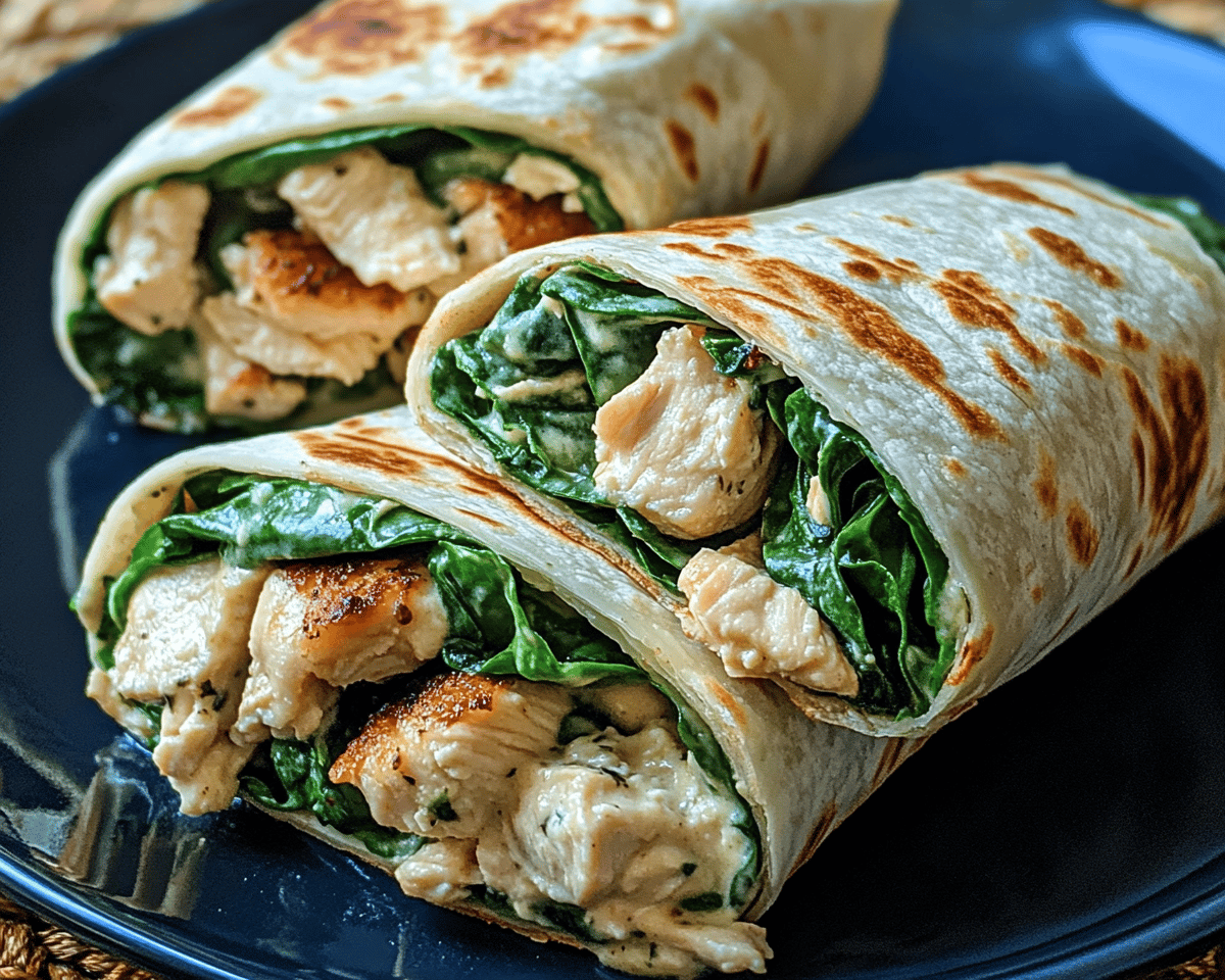 Creamy Garlic Chicken Spinach Wraps – Yummy Bric