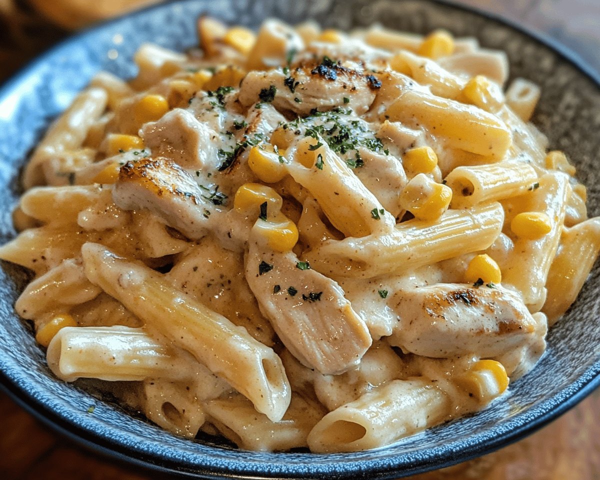 Quick & Creamy Chicken Corn Pasta – Yummy Bric