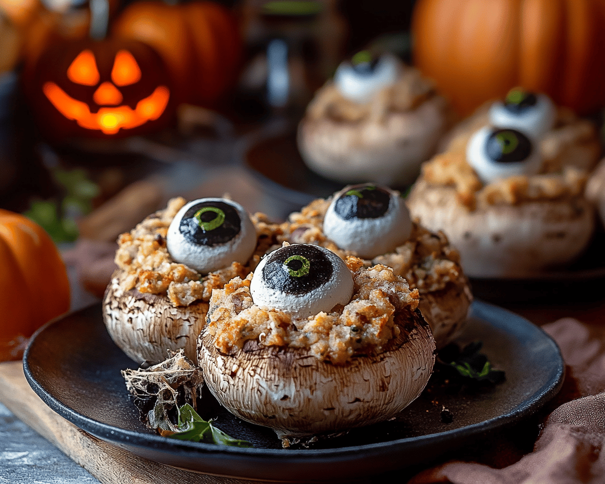 Spooky Stuffed Mushroom Eyeballs Recipe for Halloween – Yummy Bric