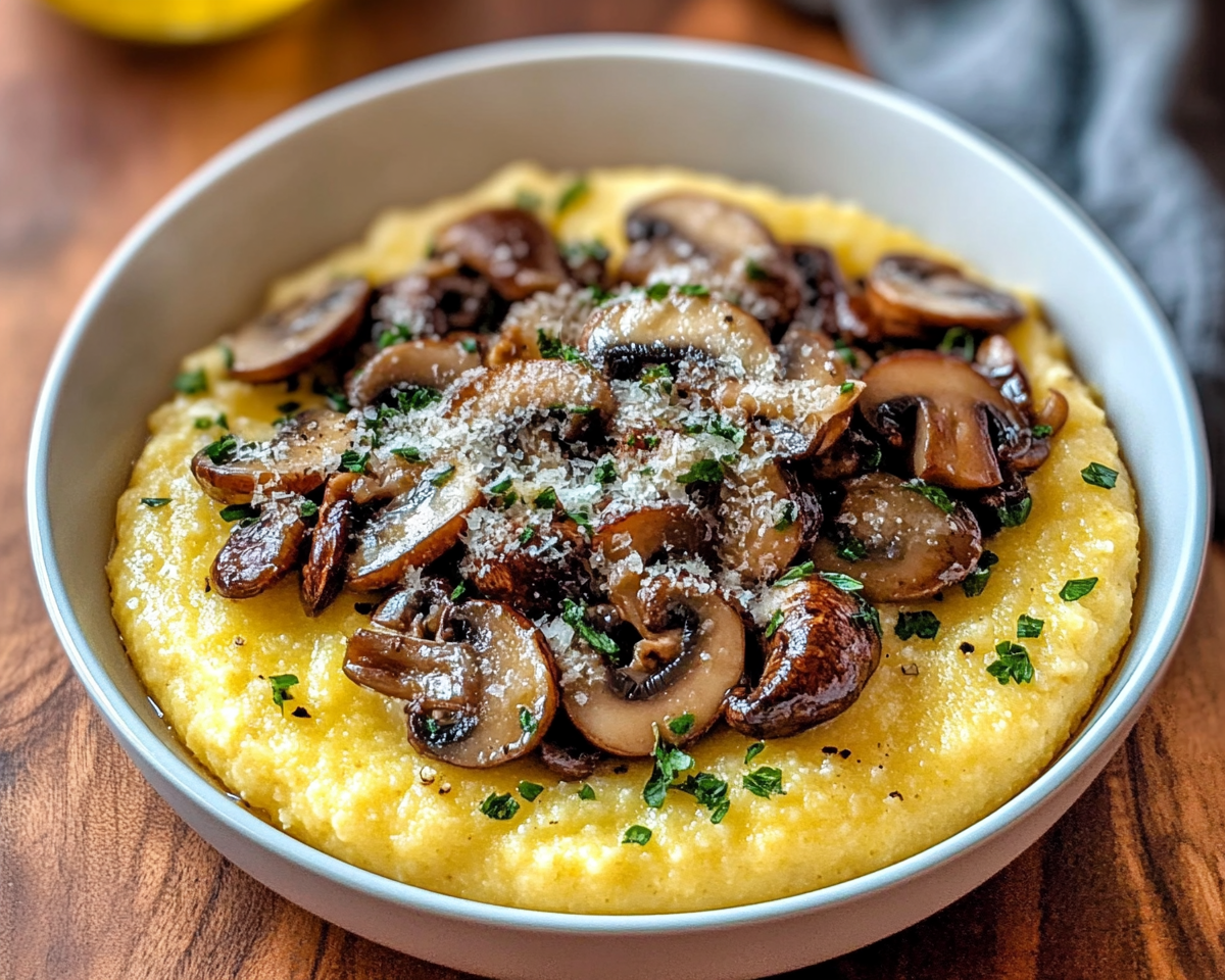 Creamy Garlic Polenta With Mushrooms – Yummy Bric