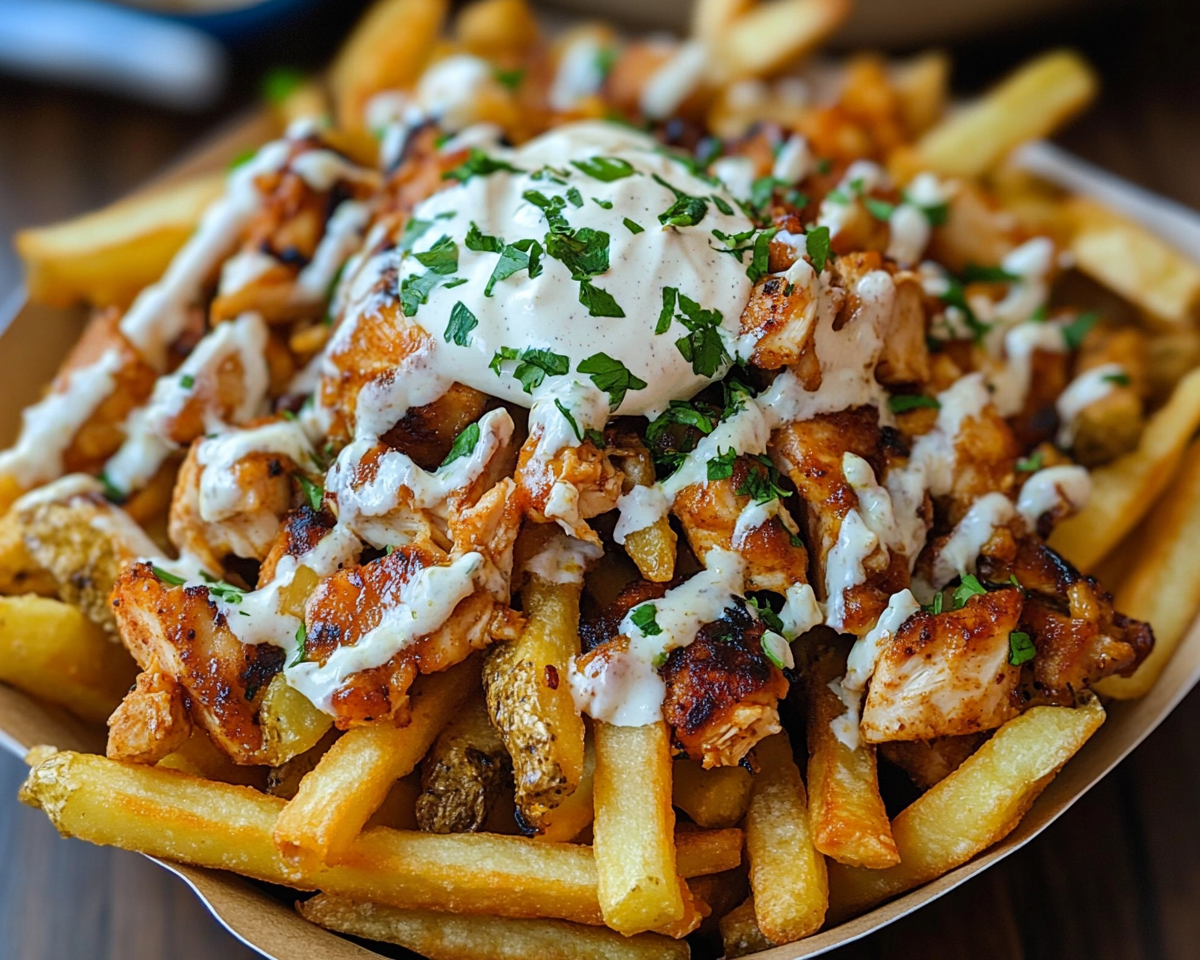 Delectable Chicken Shawarma Fries with Garlic Sauce – Yummy Bric