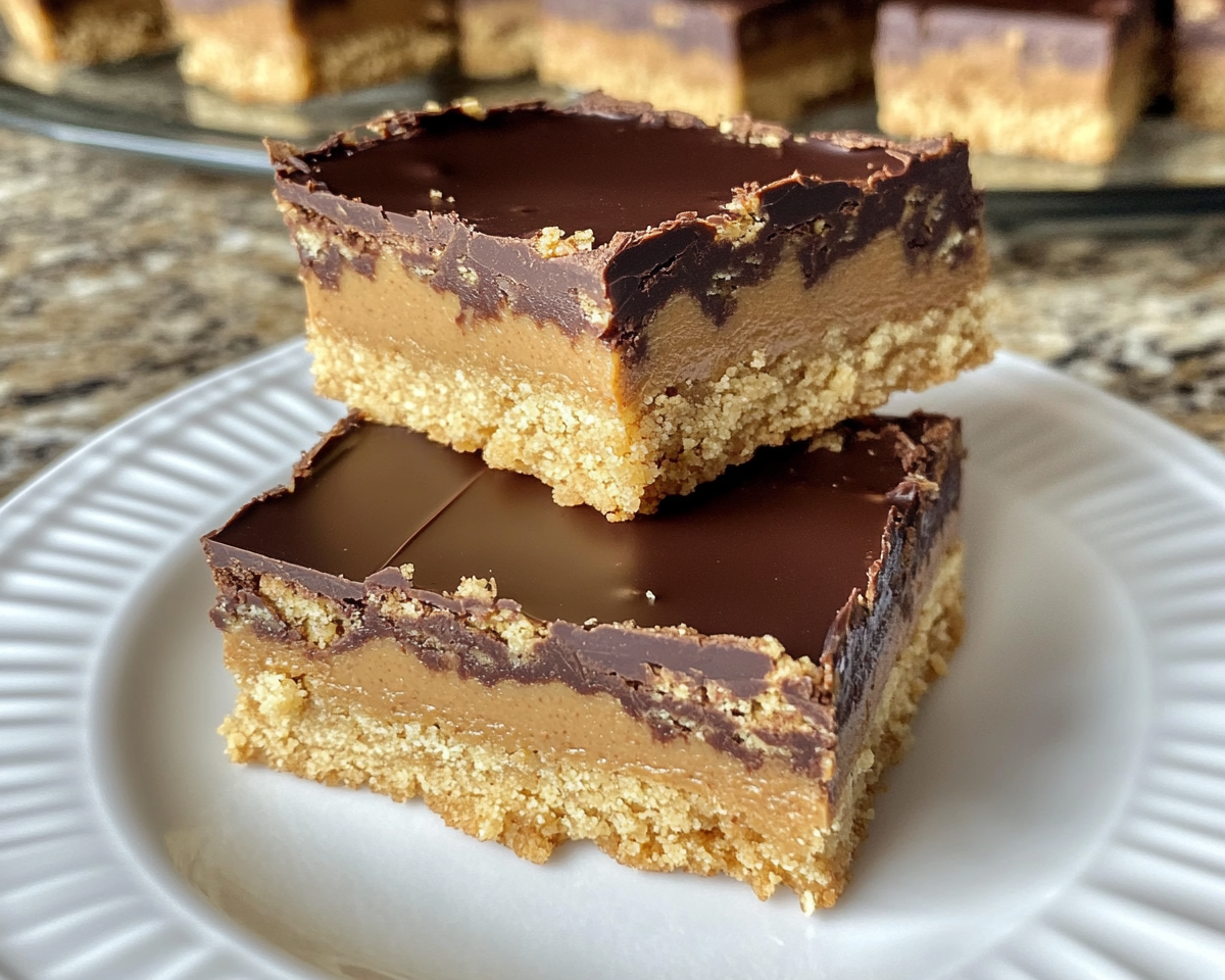 Easy Buckeye Graham Cracker Bars with Peanut Butter and Chocolate ...