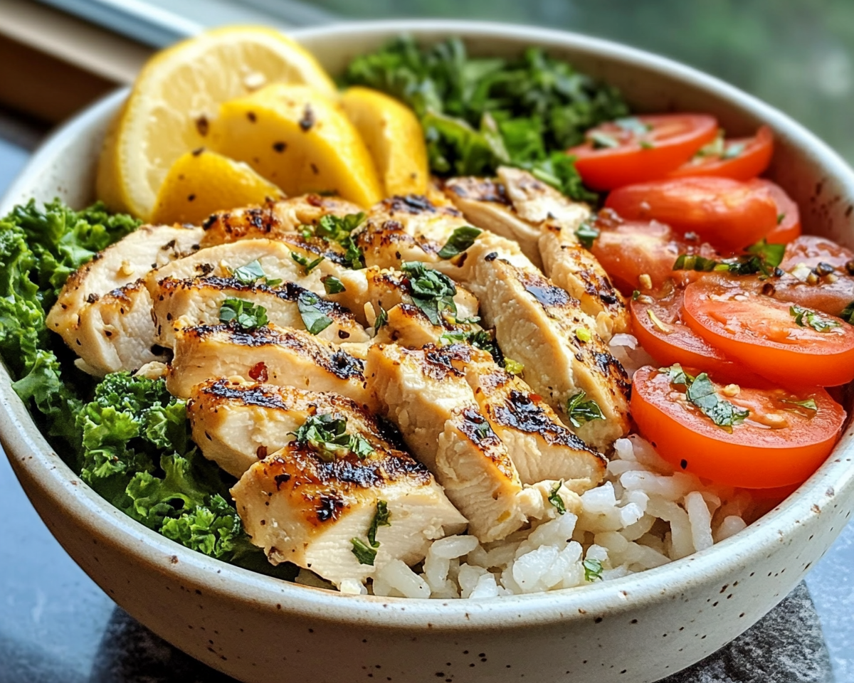 Healthy Lemon Garlic Chicken Bowl (Easy January Meal Prep) – Yummy Bric