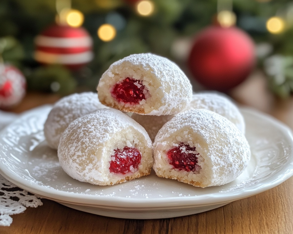 Raspberry Filled Almond Snowball Cookies – Easy Christmas Recipe ...