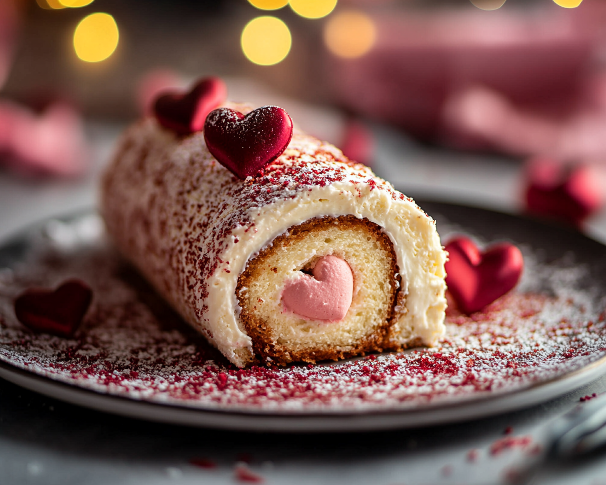 Valentine’s Day Swiss Roll with Creamy Filling – Yummy Bric