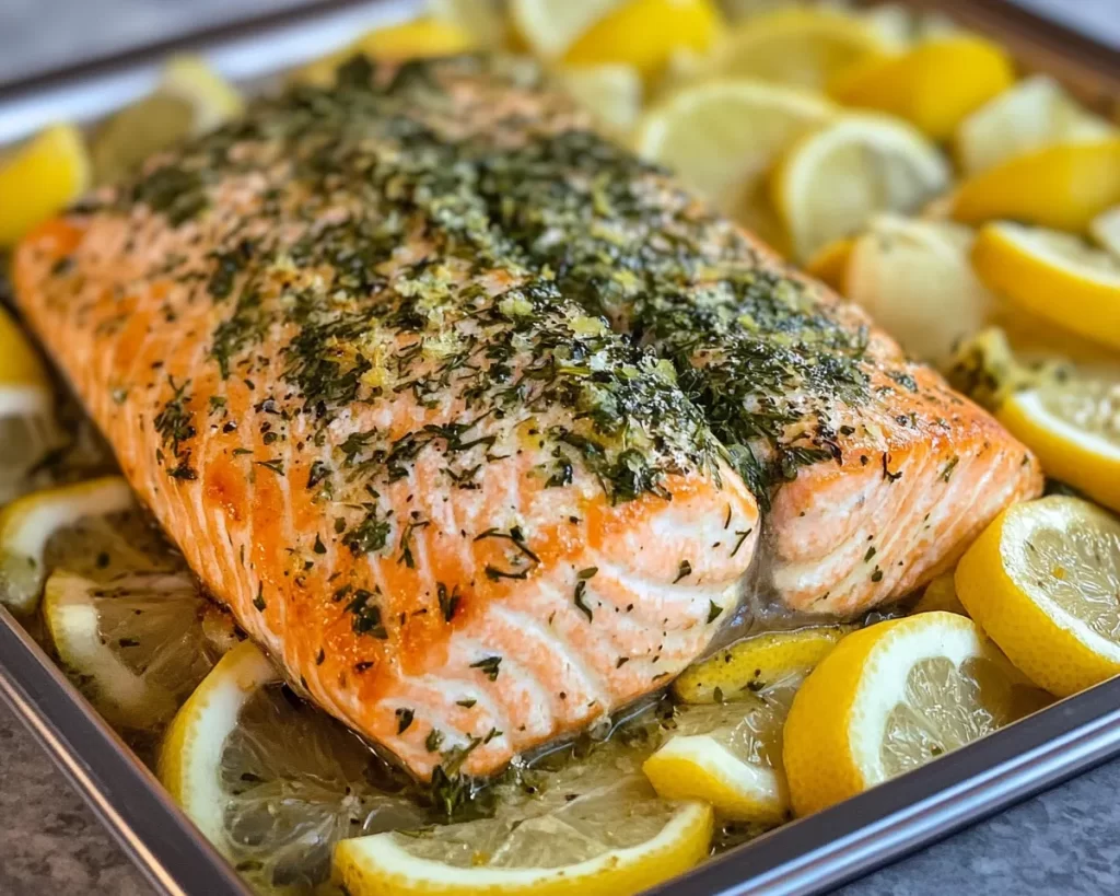 Easy Spring Dinner Party: Lemon Herb Salmon Tray Bake – Yummy Bric
