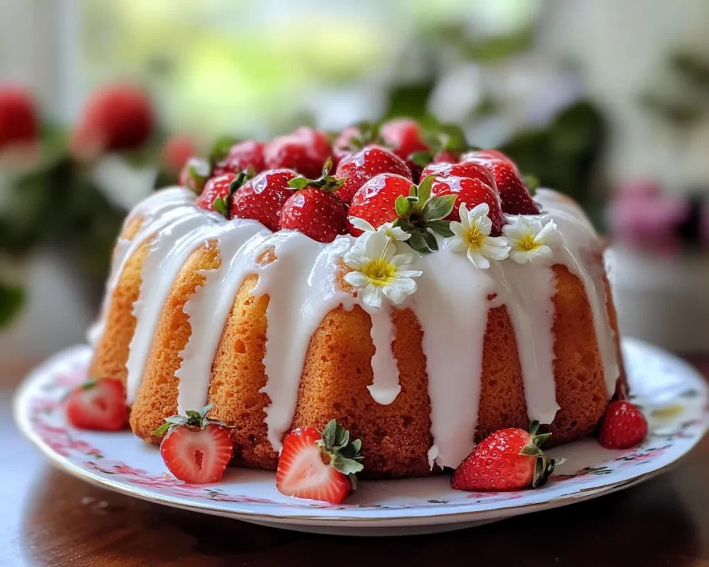 Spring Cake: Strawberry Vanilla Bundt Cake – Yummy Bric