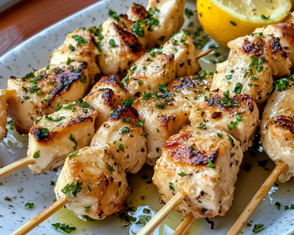 Spring Dinner Party Lemon Garlic Chicken Skewers – Yummy Bric