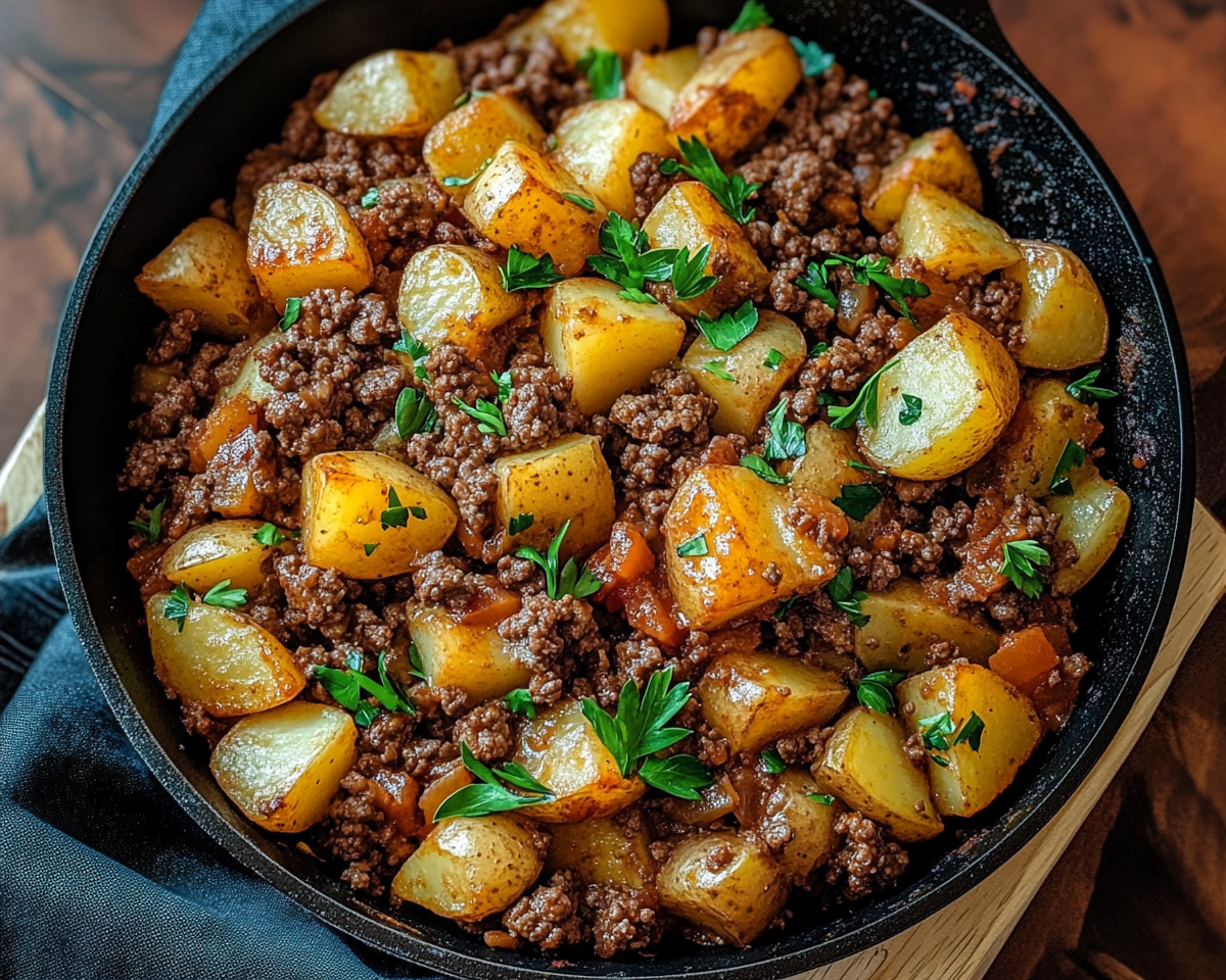Quick & Cozy Easy Ground Beef Potato Skillet – Yummy Bric